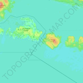 Topografisk kart Herschell Island, høyde, relieff