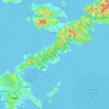 Topografisk kart Nago, høyde, relieff